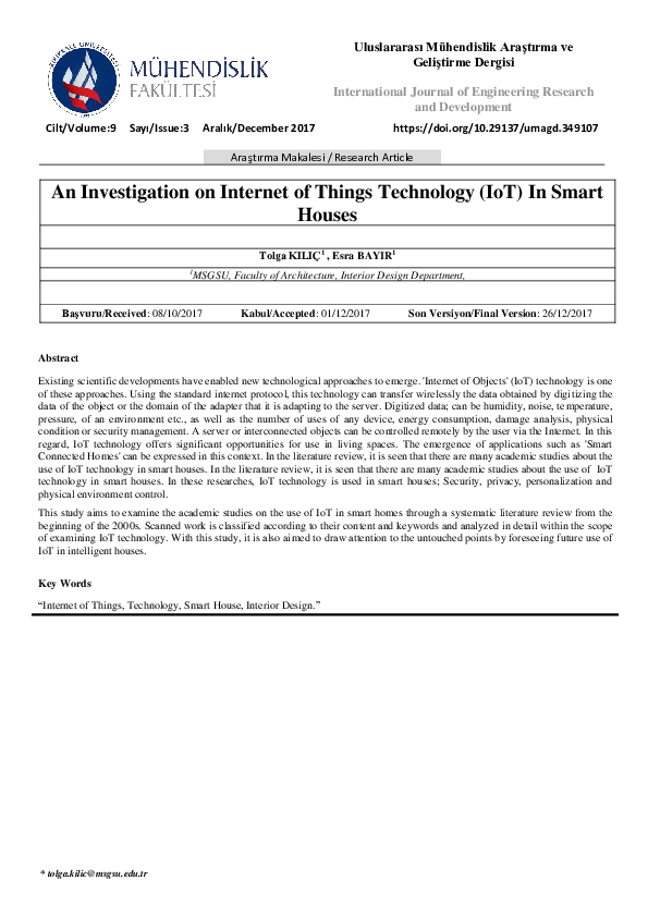 (PDF) An Investigation on Internet of Things Technology (IoT) In Smart ...