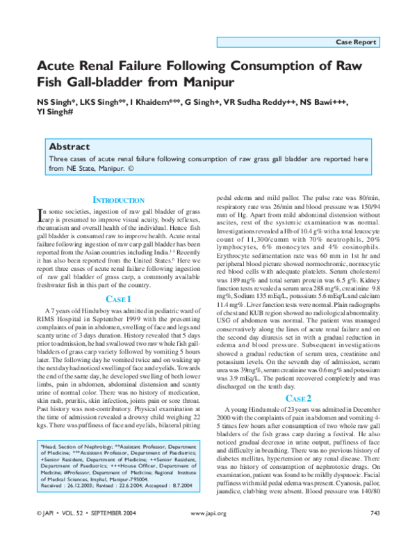 (PDF) Acute renal failure following consumption of raw fish gall ...