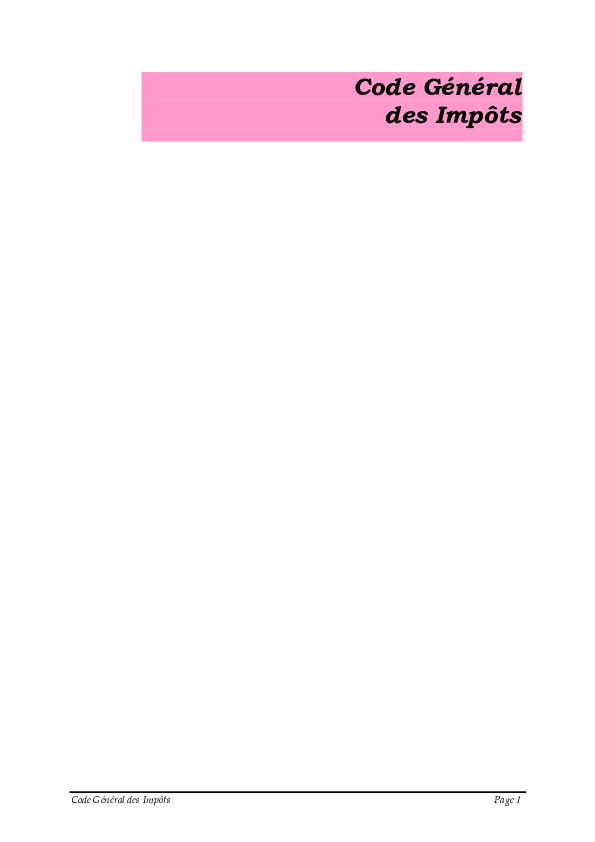 (PDF) Code Général des Impôts Code Général des Impôts