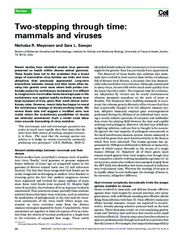 (PDF) Two-stepping through time: mammals and viruses