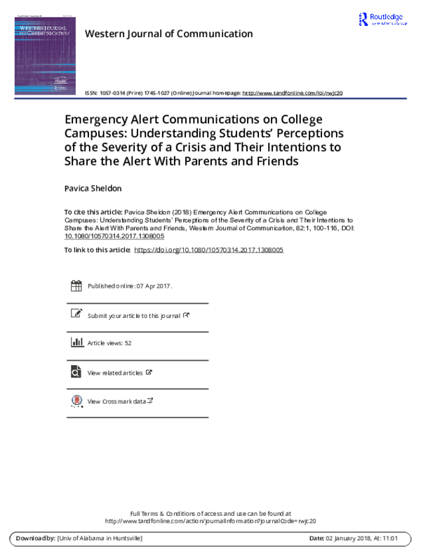 (PDF) Emergency Alert Communications on College Campuses: Understanding ...
