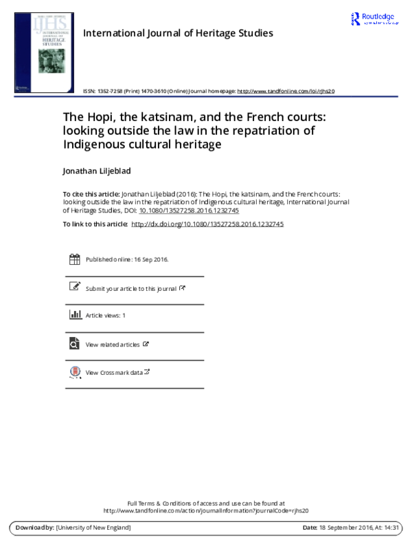 (PDF) The Hopi, the Katsinam, and the French Courts: Looking Outside ...