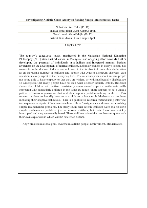 (DOC) Abstract Investigating child learning(Suhaidah)