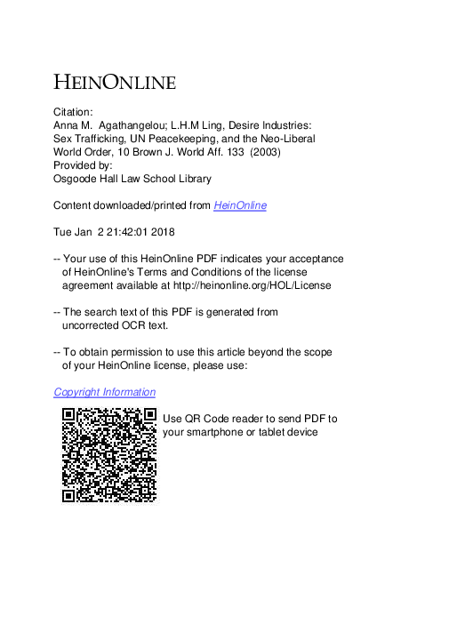 (PDF) Desire industries: Sex trafficking, UN peacekeeping, and the neo ...