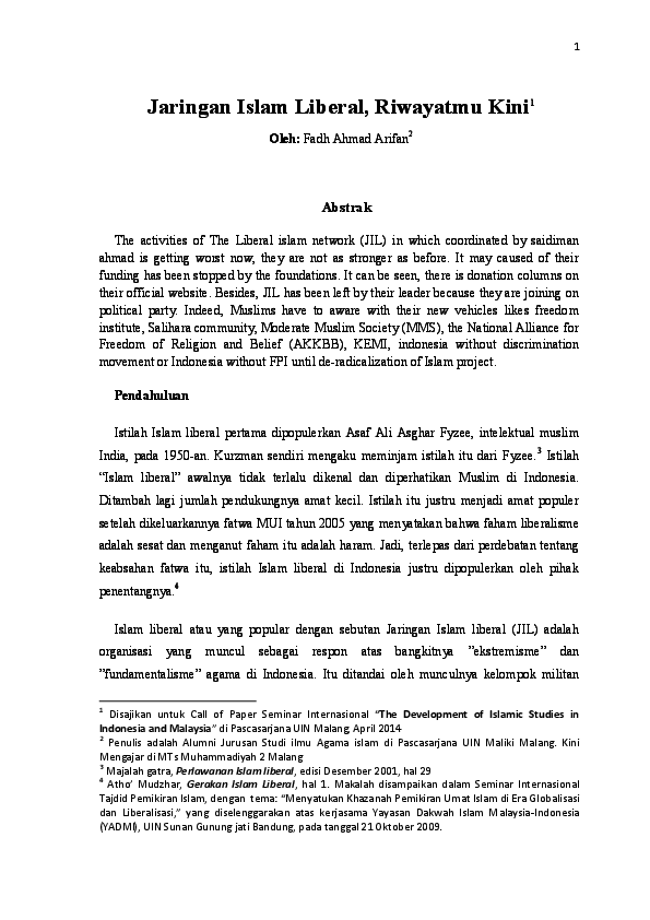 (PDF) Jaringan Islam Liberal, Riwayatmu Kini (UIN-Maliki Press, 2014)