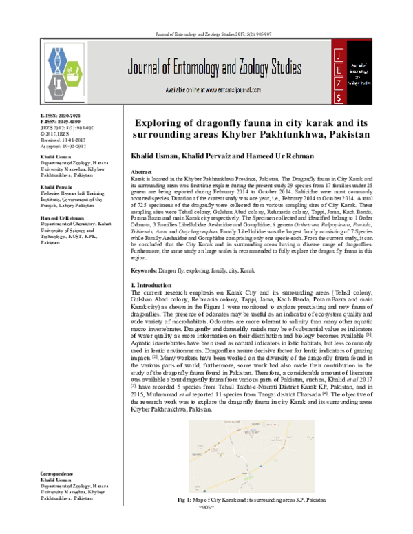 (PDF) Exploring of dragonfly fauna in city karak and its surrounding ...