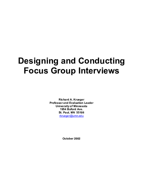 (PDF) Designing and Conducting Focus Group Interviews