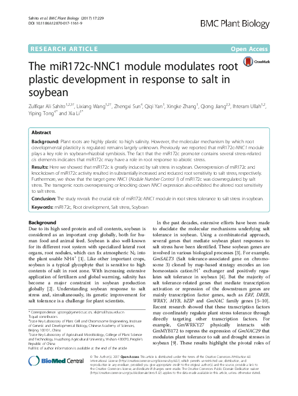 (PDF) The miR172c-NNC1 module modulates root plastic development in ...