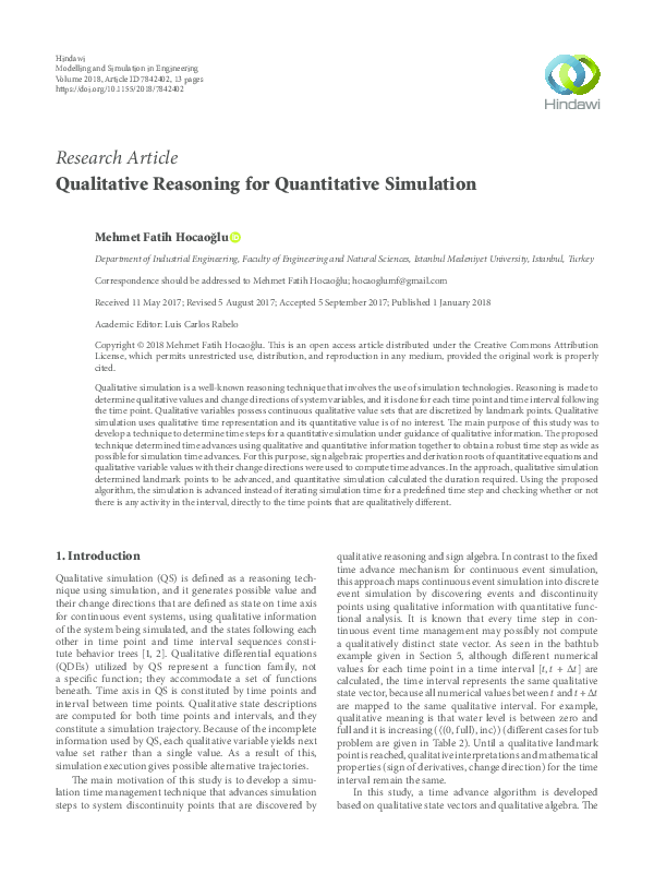 (PDF) Qualitative Reasoning for Quantitative Simulation
