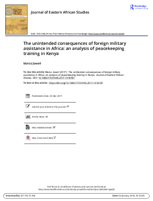 (PDF) Journal of Eastern African Studies The unintended consequences of ...