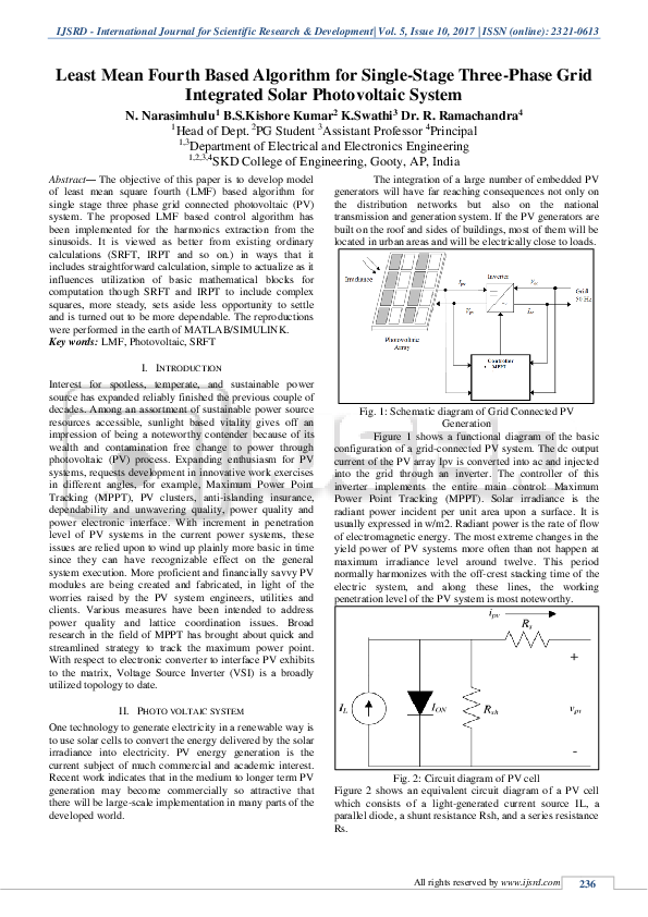 Pdf Least Mean Fourth Based Algorithm For Single Stage Three Phase Grid Integrated Solar