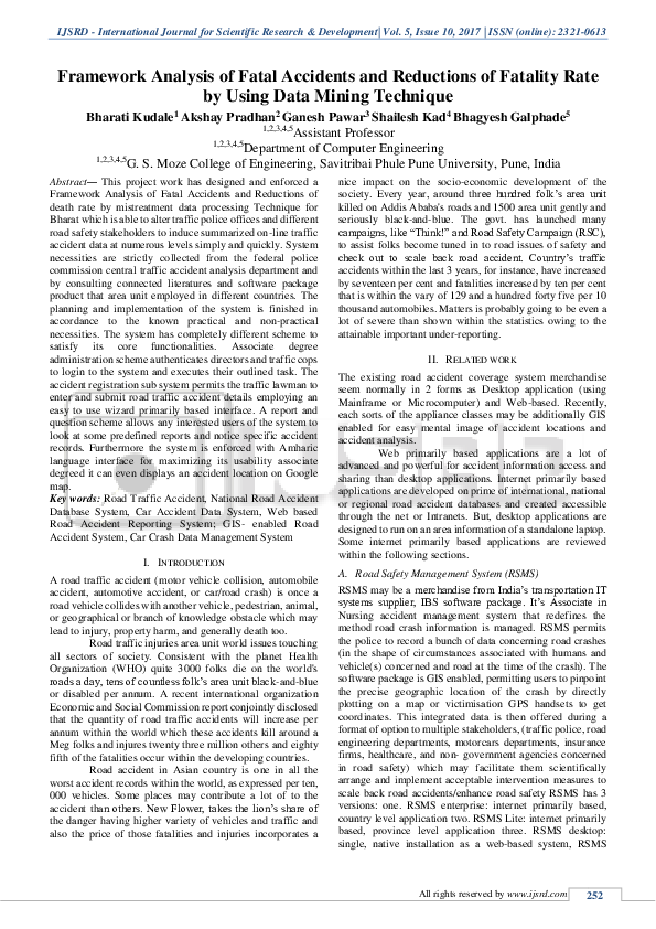 (PDF) Framework Analysis of Fatal Accidents and Reductions of Fatality ...