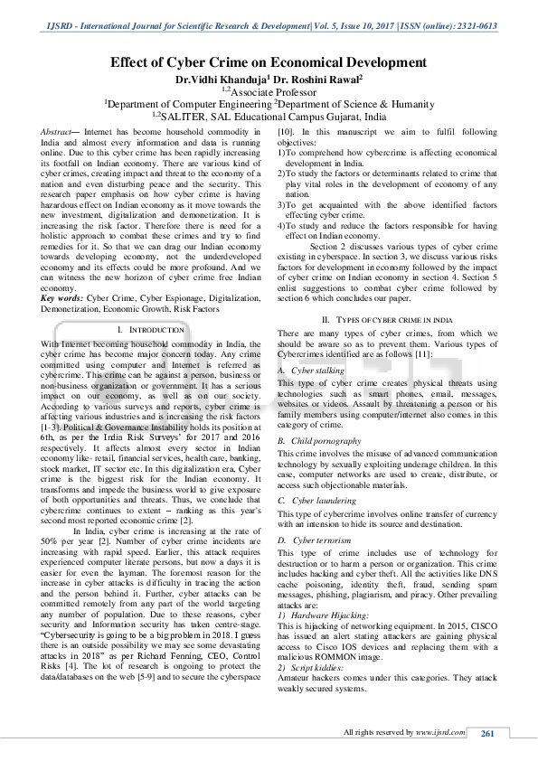 (PDF) Effect of Cyber Crime on Economical Development
