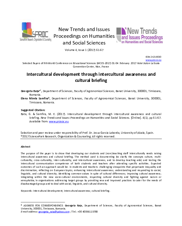 (PDF) Intercultural development through intercultural awareness and ...