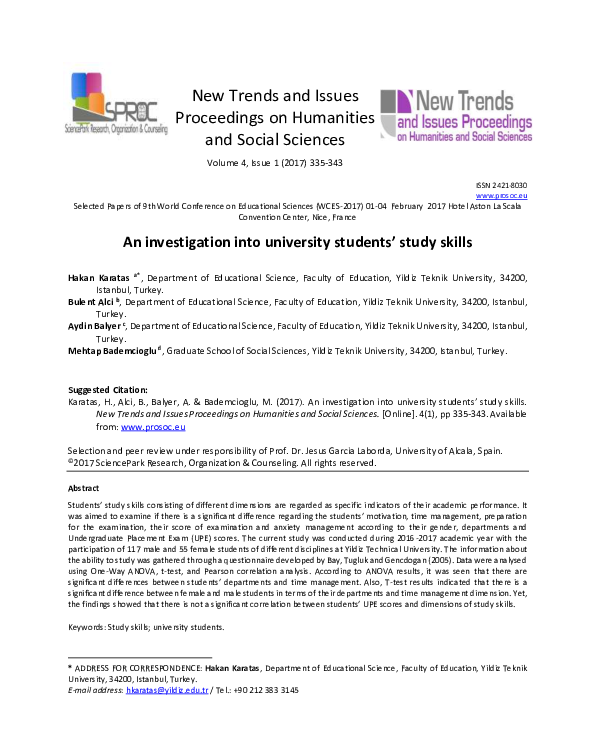 (PDF) An investigation into university students' study skills