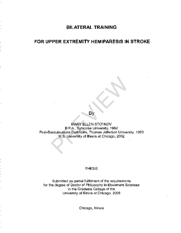 (PDF) BILATERAL TRAINING FOR UPPER EXTREMITY HEMIPARESIS IN STROKE By