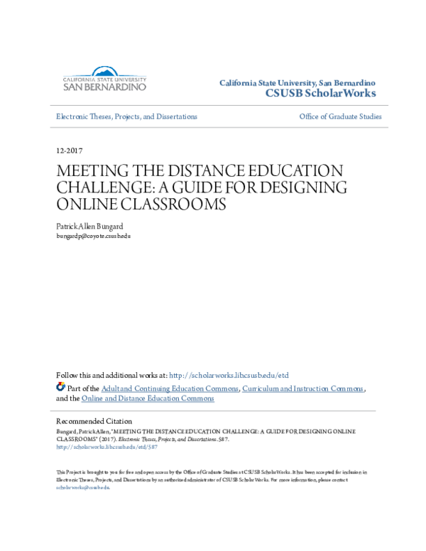 (PDF) MEETING THE DISTANCE EDUCATION CHALLENGE: A GUIDE FOR DESIGNING ...