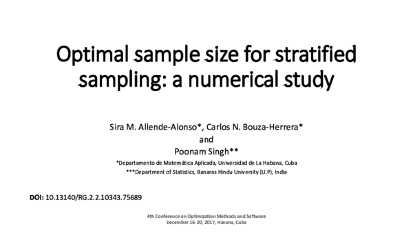 (PDF) Optimal sample size for stratified sampling: a numerical study
