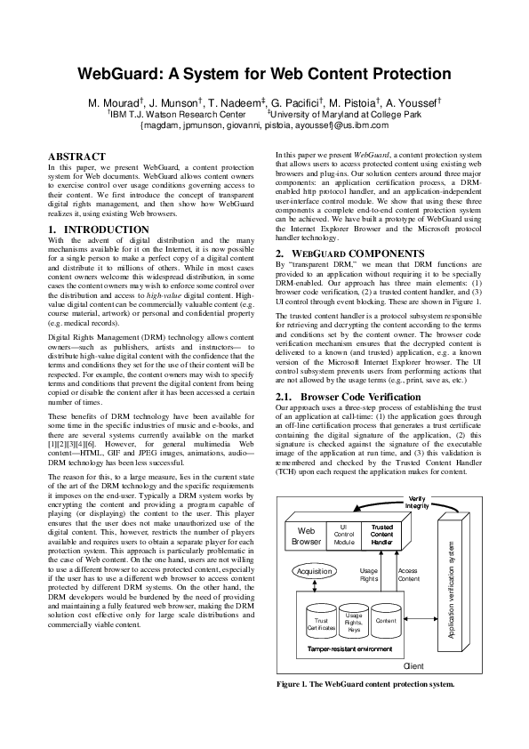 (PDF) WebGuard: A System for Web Content Protection