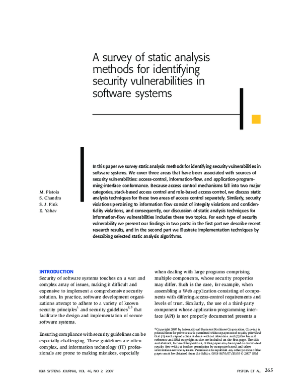 (PDF) A survey of static analysis methods for identifying security ...