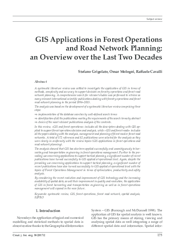 (PDF) GIS Applications in Forest Operations and Road Network Planning ...
