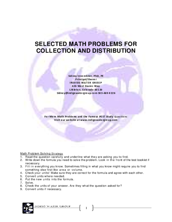 (PDF) SELECTED MATH PROBLEMS FOR COLLECTION AND DISTRIBUTION