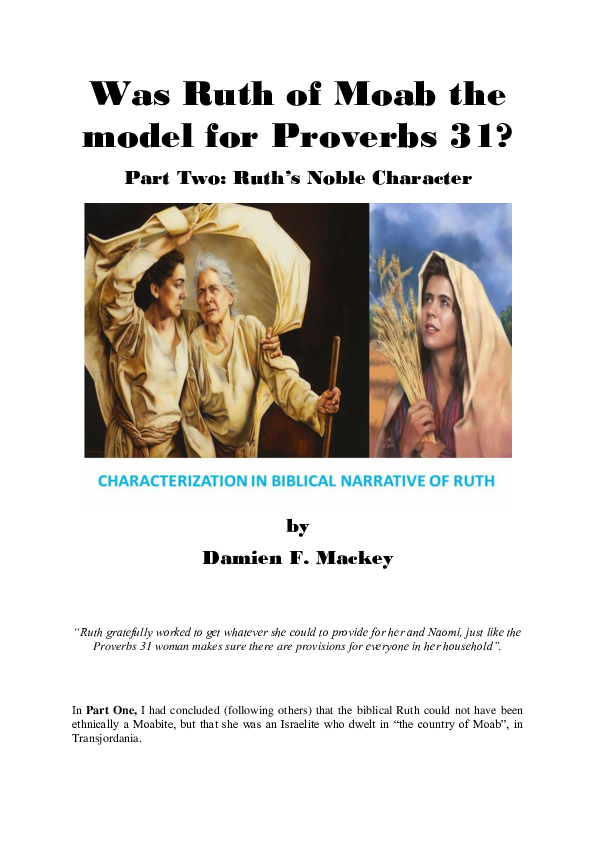 (DOC) Was Ruth of Moab the model for Proverbs 31? Part Two: Ruth’s ...