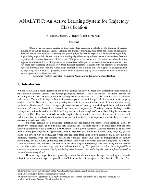 (PDF) ANALYTiC: An Active Learning System for Trajectory Classification