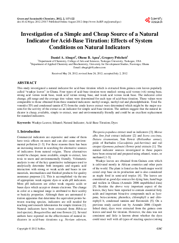 (PDF) Investigation of a Simple and Cheap Source of a Natural Indicator ...