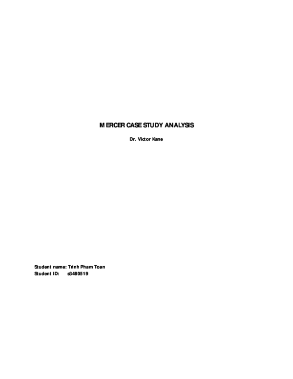 (PDF) MERCER CASE STUDY ANALYSIS