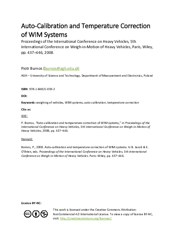 (PDF) Auto-calibration and temperature correction of WIM systems