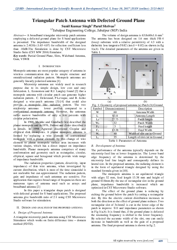 (PDF) Triangular Patch Antenna with Defected Ground Plane