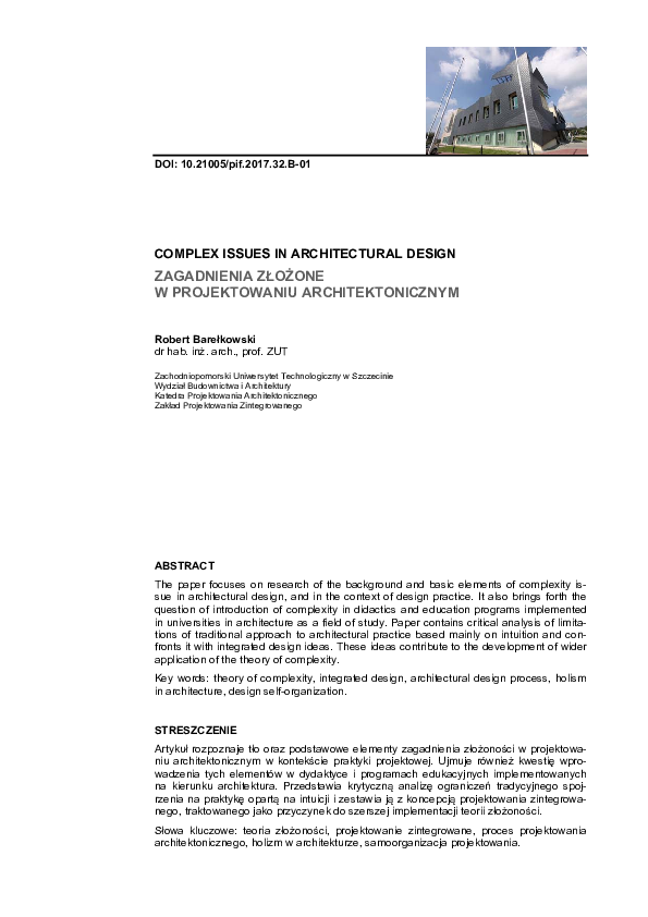 (PDF) Complex Issues in Architectural Design