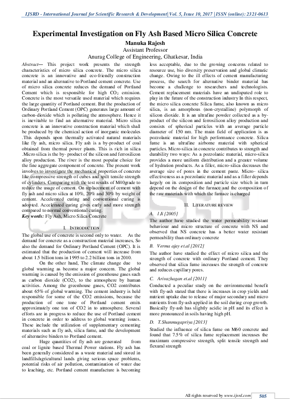 (PDF) Experimental Investigation on Fly Ash Based Micro Silica Concrete ...