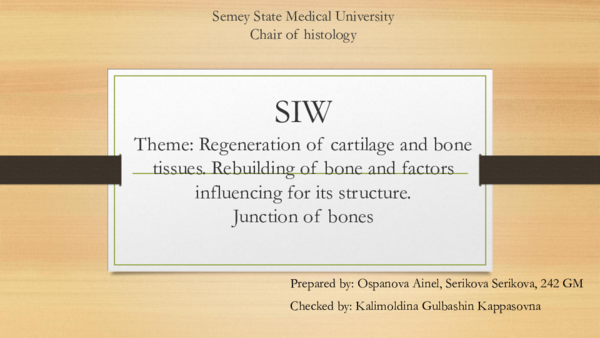 (PPT) Regeneration of cartilage and bone tissues. Rebuilding of bone ...