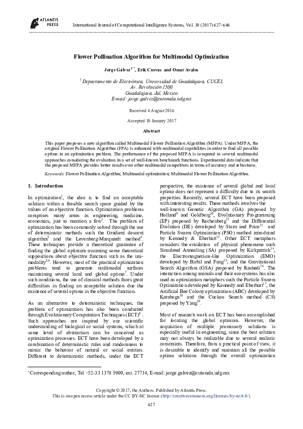 Pdf Flower Pollination Algorithm For Multimodal Optimization