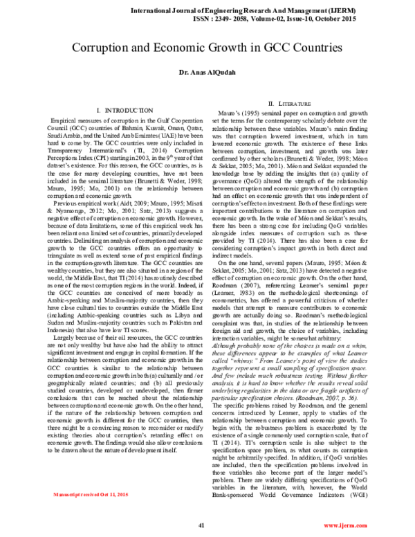 (PDF) Corruption and Economic Growth in GCC