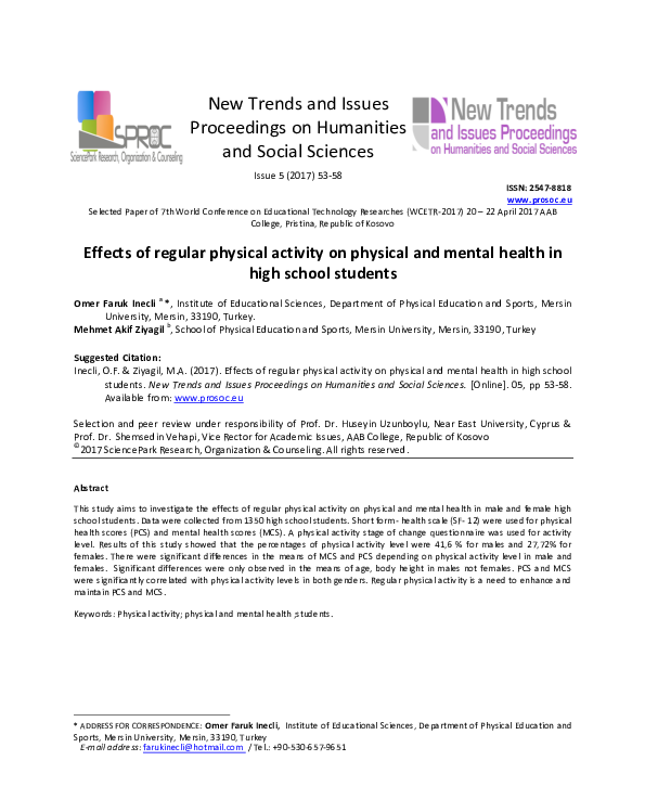 (PDF) Effects of regular physical activity on physical and mental ...