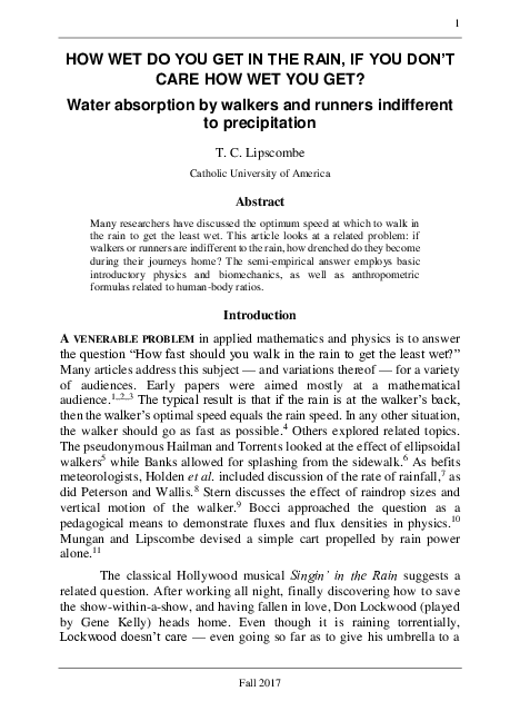 (DOC) HOW WET DO YOU GET IN THE RAIN, IF YOU DON'T CARE HOW WET YOU GET ...