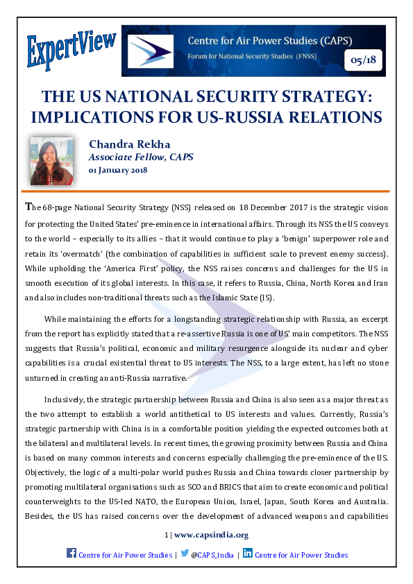 (PDF) THE US NATIONAL SECURITY STRATEGY 2017: IMPLICATIONS FOR US ...
