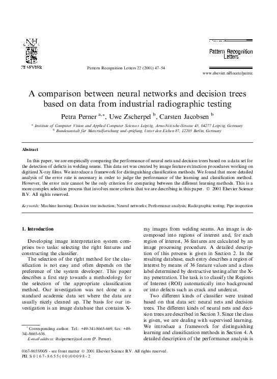 (PDF) A comparison between neural networks and decision trees based on data from industrial ...