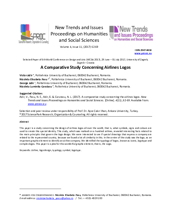 (PDF) A Comparative Study Concerning Airlines Logos | Science Park ...