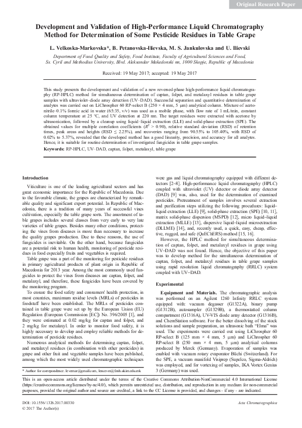Pdf Development And Validation Of High Performance Liquid Chromatography Method For