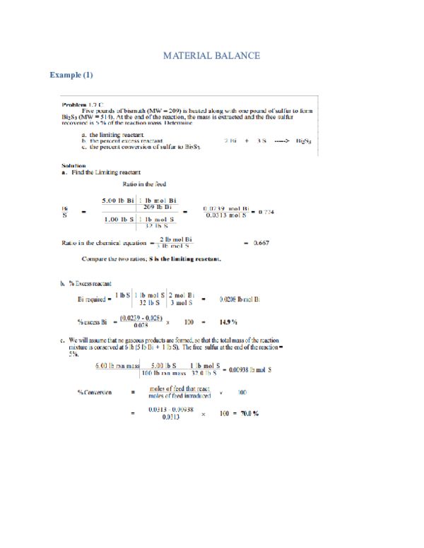 (DOC) MATERIAL BALANCE