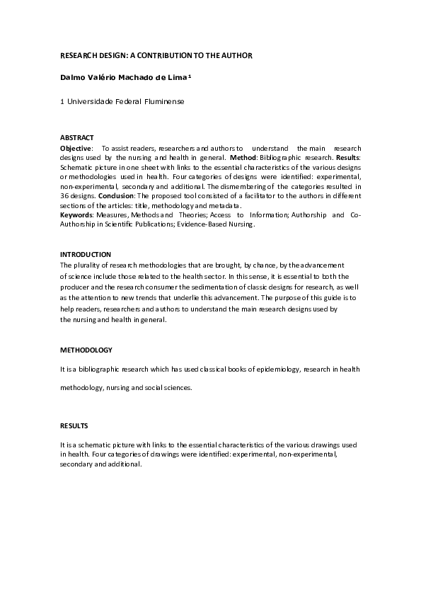 (PDF) RESEARCH DESIGN: A CONTRIBUTION TO THE AUTHOR