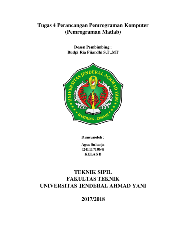 Doc Tugas 4 Perancangan Pemrograman Komputer Pemrograman Matlab