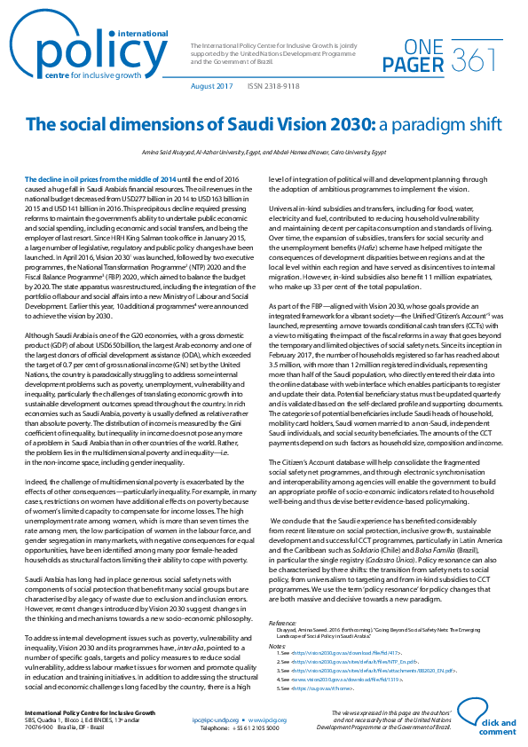 (PDF) The social dimensions of Saudi Vision 2030: a paradigm shift