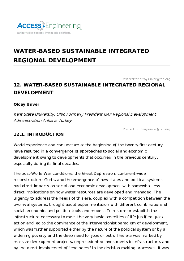 (PDF) Chapter 12: Water-Based Sustainable Integrated Regional ...