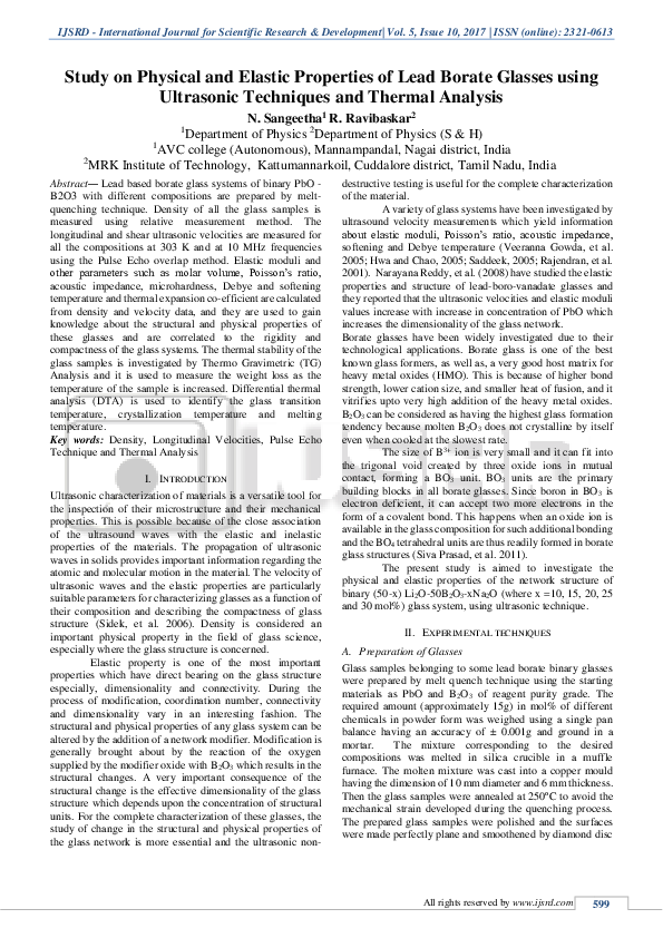 (PDF) Study on Physical and Elastic Properties of Lead Borate Glasses ...