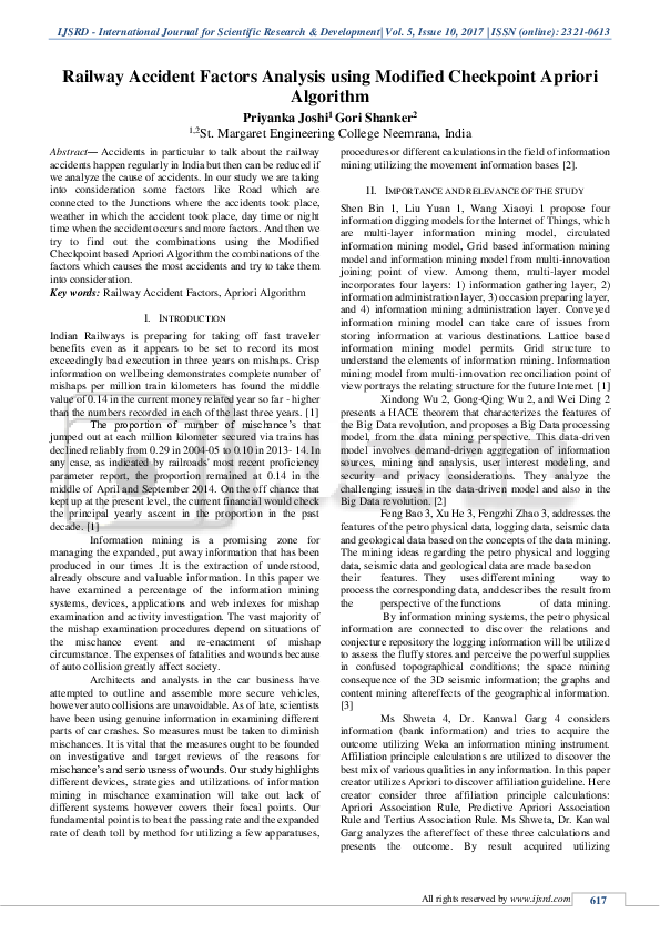 Pdf Railway Accident Factors Analysis Using Modified Checkpoint Apriori Algorithm